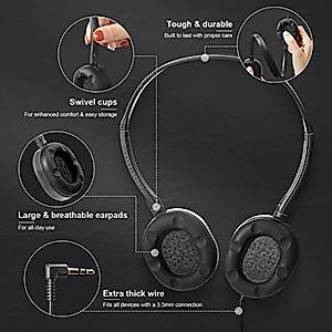 Flutesan 30 Pack Wired Headphones, Adjustable On Ear Headphones, Kids Headphones with Stereo, Children Headphones Earbuds for Kids, Boys, Girls, Schools, Laptop, Travel, Plane, Tablet (Mixed Colors)