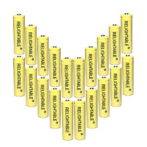 RELIGHTABLE AA NiCd 600mAh 1.2V Rechargeable Batteries for Solar Garden Lights (Pack of 20)