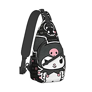 ORPJXIO Crossbody Bags Kuromi Anime My Melody Cross Chest Bag Sling Backpack for Man & Women Adjustable Shoulder Bag for Cycling Camping Hiking Sports Travel