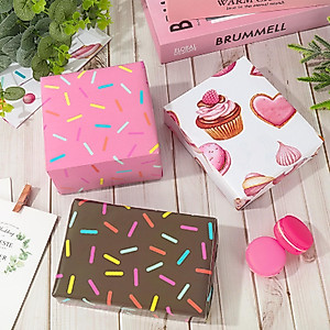 AnyDesign 10 Sheet Donut Wrapping Paper Sweet Treat Gift Wrap Paper Bulk Folded Flat Cupcake Candy Decorative DIY Art Craft Paper for Birthday Wedding Baby Shower Party Gift Decor, 19.7 x 27.6 Inch