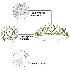 Birthday Queen Sash & Crystal Crown Kit CIEHER Birthday Crown and Sash Birthday Crowns for Women Birthday Sash Women Girls Crown Birthday Tiara Birthday Decorations Rhinestones Headband Hair Accessories Glitter Sash for Party - Green