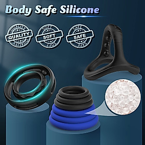 Linsecn 8 PCS Cock Ring Set Penis Ring, Silicone Cock Penis Rings for Penis Erection Enhancing and Sex Longer Lasting Stronger, Male Dildo Stretchy Adult Sex Toys Games for Men Women Couples Pleasure