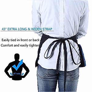 BOHARERS Waist Apron with 3 Pockets - Black Waitress Waiter Server Short Aprons