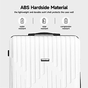 Strenforce Luggage Sets Lightweight Suitcase Double Wheels TSA Lock 3-Piece Set (20/24/28), white