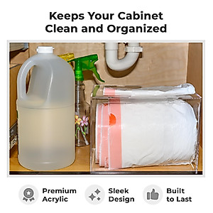 CoolaBoola Trash Bag Holder – Extra-Large Trash Bag Dispenser – Clear Acrylic Garbage Bag Holder for Cabinet – Under The Sink Trash Bag Organizer Roll Holder for Home, Shops, Restaurants