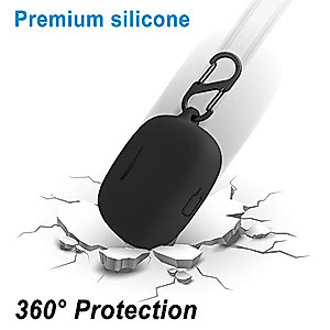 Geiomoo Silicone Carrying Case Compatible with JBL Vibe 200TWS, Portable Scratch Shock Resistant Cover with Carabiner (Black)