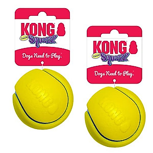 Kong Squeezz Tennis Ball Dog Toy - Large in Assorted Colors for Long-Lasting Play - 2 Pack