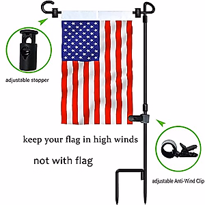 Garden Flag Stand-Holder-Pole with Flag Stopper and Clip Waterproof Powder-Coated Paint for House Flags,Decorative Flags,Yard Flags,Seasonal Flags