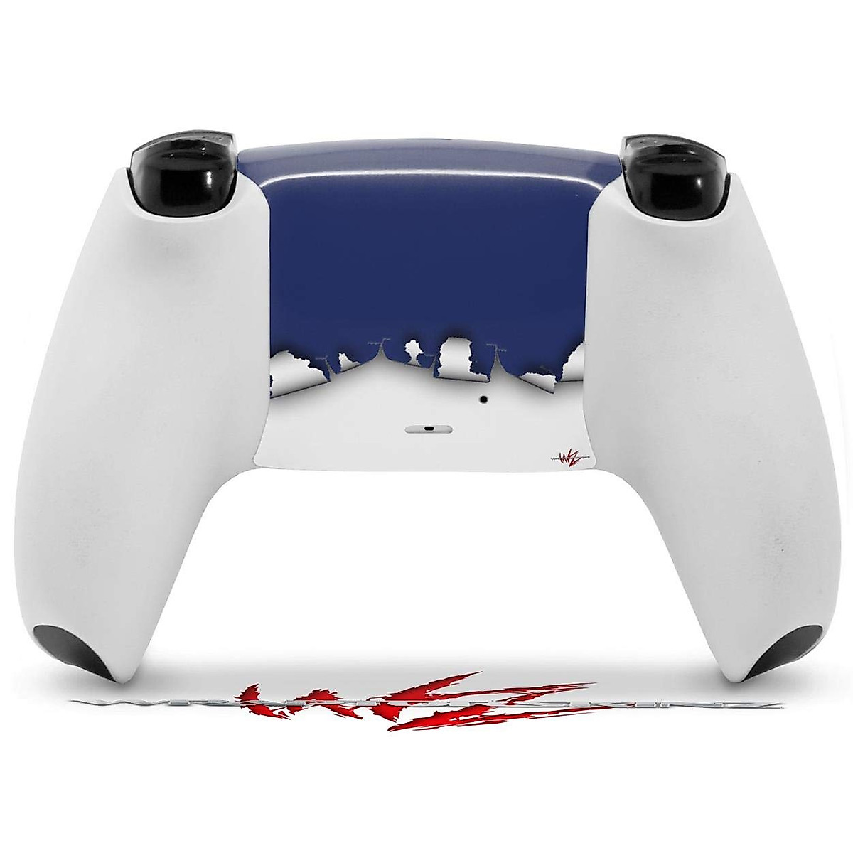 WraptorSkinz Skin Wrap compatible with Sony PS5 DualSense Controller Ripped Colors Blue White (CONTROLLER NOT INCLUDED)