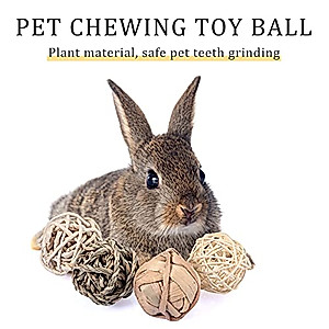 15 Pieces Small Animal Chew Ball Toy Rolling Activity Play Balls Bunny Treat Ball Grass Ball Pet Cage Accessories for Rabbits Guinea Pigs Chinchilla Teeth Grinding Gnawing Biting (Classic Style)