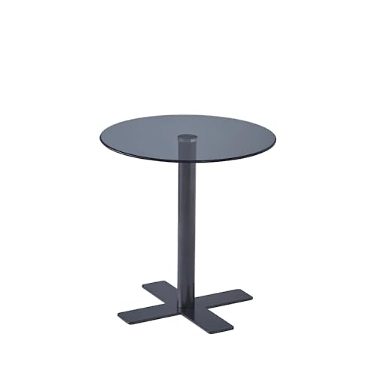 HoRunzelin Modern Round End Table, Tempered Black Glass Small Side Table for Living Room Bedroom, Rustic Snack Accent Table, Black