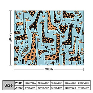 Animals Giraffe Flannel Fleece Throw Blanket Soft Warm Lightweight Fuzzy Plush Blankets for Bed Couch Sofa 70"x80"