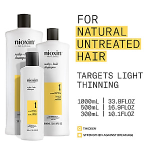 Nioxin Scalp + Hair Thickening System 1 Shampoo, For Natural Hair with Light Thinning, 33.8 fl oz (Packaging May Vary)