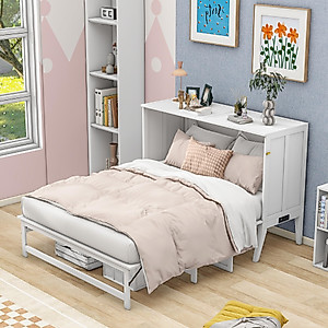 GYYBED Queen Size Murphy Bed, Queen Murphy Cabinet Bed with Built-in Charging Station and a Shelf Murphy Bed Queen Queen Murphy Bed Cabinet Murphy