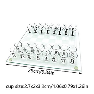 Nirelief Chess Set for Adults, Chess Board, Chess Sets Glass Chess Set Chess and Wine Cup Game Shot Drinking Glass Chess Set for Adult