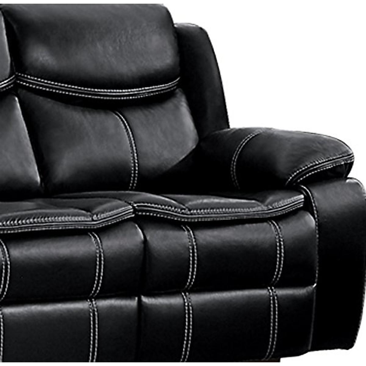 Homelegance 88" Manual Double Reclining Sofa, Black