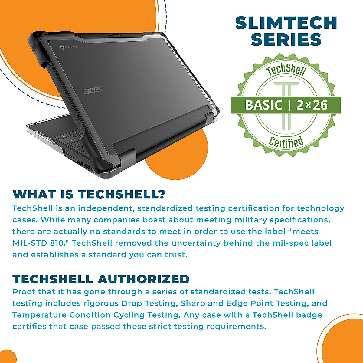 Gumdrop SlimTech Case Fits Acer Chromebook Spin 511/R753T (2-in-1). Designed for K-12 Students, Teachers and Classrooms – Drop Tested, Rugged, Shockproof Bumpers for Reliable Device Protection – Black