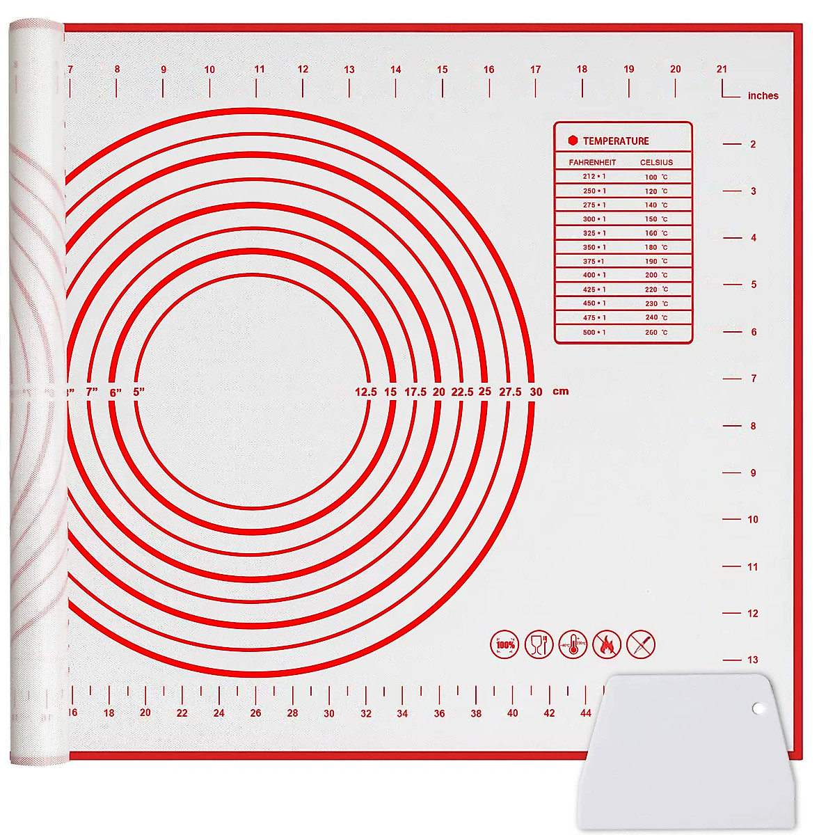 Silicone Baking Mat, Qidoe (16"x 24") Extra Thick Non Stick Baking Mat with Measurement Fondant Mat/Dough Rolling Mat/Counter Mat/Pizza Mat/Oven Liner/Pie Crust Mat Large Non Slip Cooking Pastry Mat