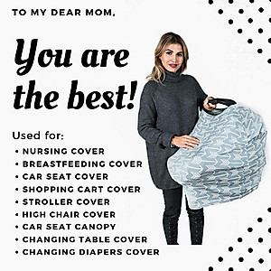 Infant Car Seat Cover, Stretchy Nursing Scarf, Car Seat Canopy, Shopping Cart Cover, High Chair Cover protects Babies and Breastfeeding Mothers. Multiuse Cover for Babies (Arrows)