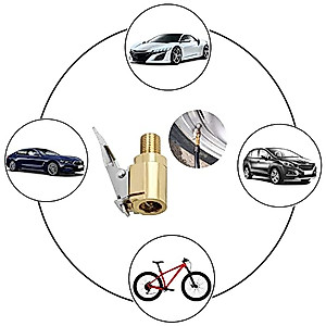 LDCRE Tire Air Chuck with Clip Adapter, Brass Locking Tire Inflator Nozzle Adapter Connect, No Leakage Tire Chucks for Vehicle Inflator Compressor Pump Connect Accessories Tool 8mm 1Pack