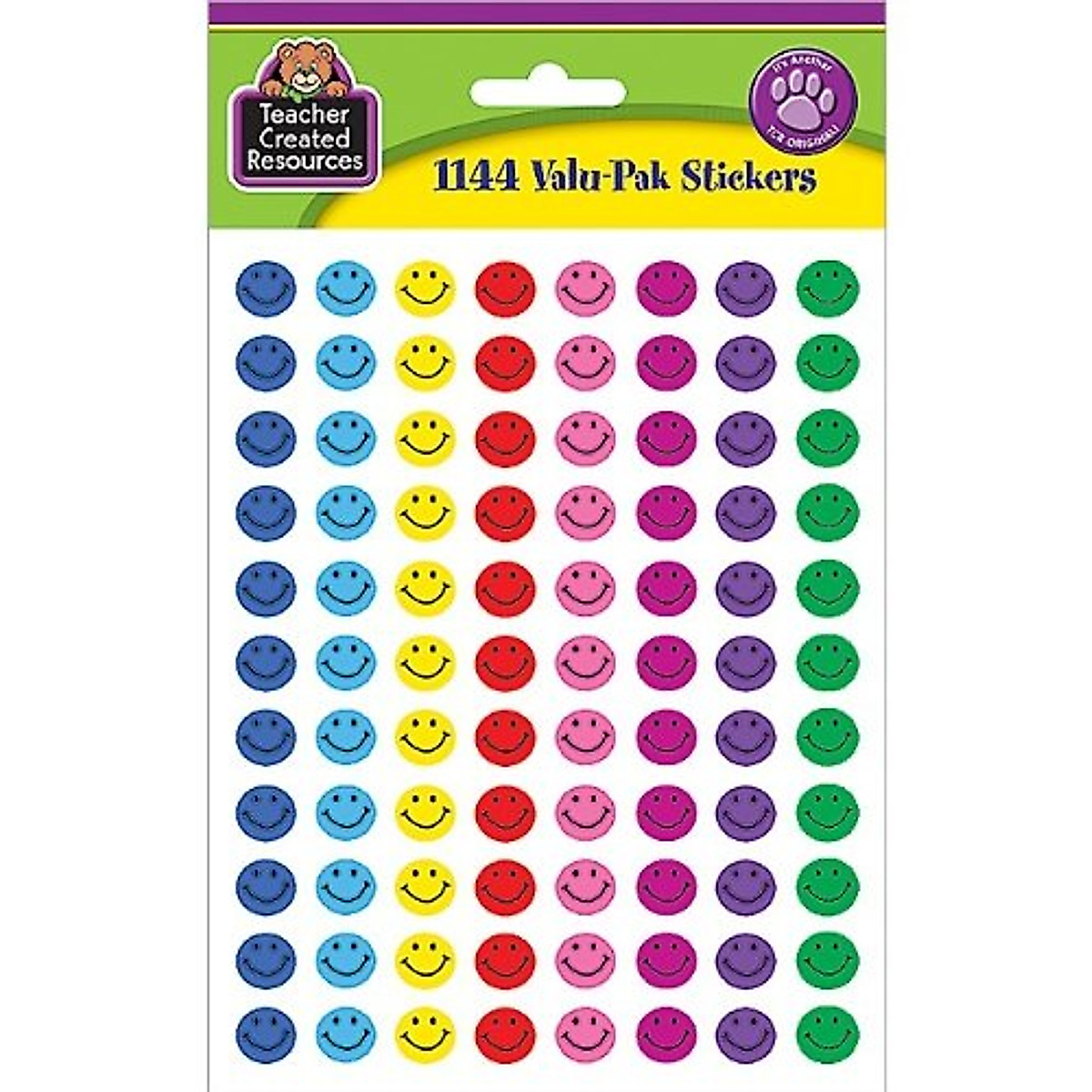 Teacher Created Resources Mini Happy Face Stickers Valu-Pak, Multi Color (6633), 0.38 Inch