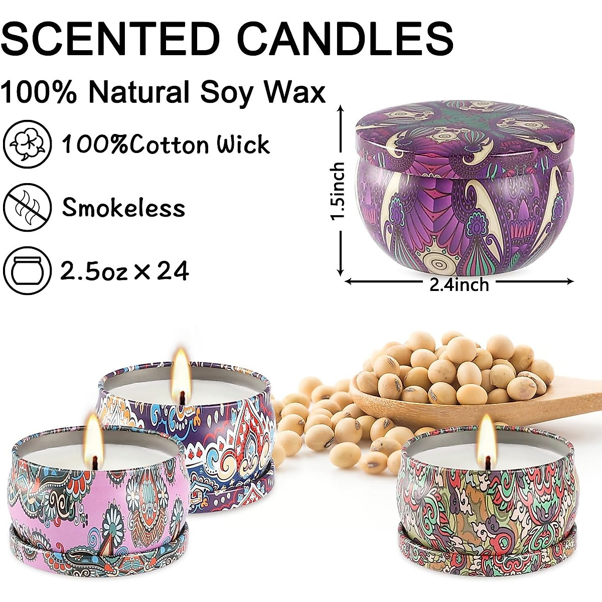 12Pack Cartoon Scented Candles Gift Set 2.5oz Strong Fragrance Aromatherapy Candles Natural Soy Wax Candles Portable Travel Tin Jar Candles Gifts for Home Scented Decoration,Valentine'sDay Mother'Day