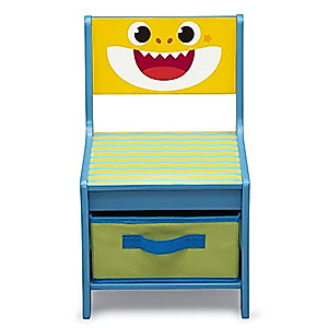 Baby Shark Wood Art Desk and Chair Set with Dry Erase Top and Reusable Vinyl Cling Stickers by Delta Children - Greenguard Gold Certified