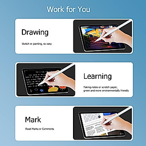 Magnetic Wireless Charging Stylus Pen Compatible with 2018-2023 Apple iPad Pro (11/12.9 Inch), iPad Air 4th/5th Gen,iPad Mini 6th Gen, iPad Pencil 2nd Generation with Palm Rejection (White 1)