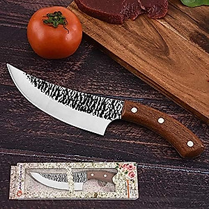 Serbian Butcher Knife Boning Knives Fillet Meat Cleaver Knives 6 Inch Full Tang Kitchen Chef Knife for Home, Camping, BBQ