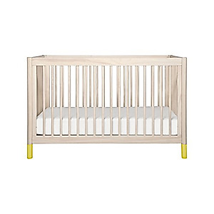 Babyletto Gelato 4-in-1 Convertible Crib with Toddler Bed Conversion in Washed Natural and White, Greenguard Gold Certified