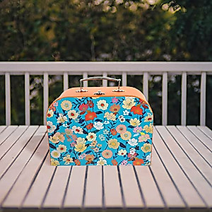 OUNONA Paperboard Suitcases Mini Suitcase Floral Painting Decorative Gift Boxes with Hinged Lids and Handles for Birthday Wedding Christmas Party Favor Toys Photos Props