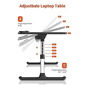 Laptop Desk for Bed, SAIJI Lap Desks Bed Trays for Eating Writing, Adjustable Computer Laptop Stand, Foldable Lap Table in Sofa and Couch (23.6 x 13,Black)