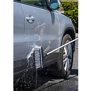 Harper 37518600 6-Piece Car Wash Brush Set with Telescoping Flow-Through Handle, (3) Brush Heads, (1) Soft Hand Brush and (1) Stiff Hand Brush