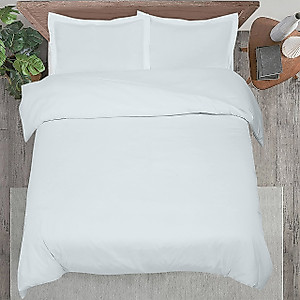 ROYALE LINENS White Duvet Cover Queen Size - 3 Piece Bedding Comforter Covers - Zipper Closure - 1 Queen Duvet Cover 90x90 inches and 2 Pillow Shams - No Comforter Included