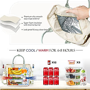 GLORIEROO Deluxe Lunch Bag Women - Leakproof Insulated Lunch Box for Women Gifts for Christmas Unique Gifts for Women Wetproof Lunch Tote Bag with Removable Strap for Work/Picnic