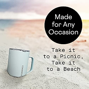 Corkcicle Triple Insulated Coffee Mug with Lid, Stainless Steel Camping Tumbler with Handle, Hot for 3+ Hours, BPA Free, Gloss Powder Blue, 16 oz