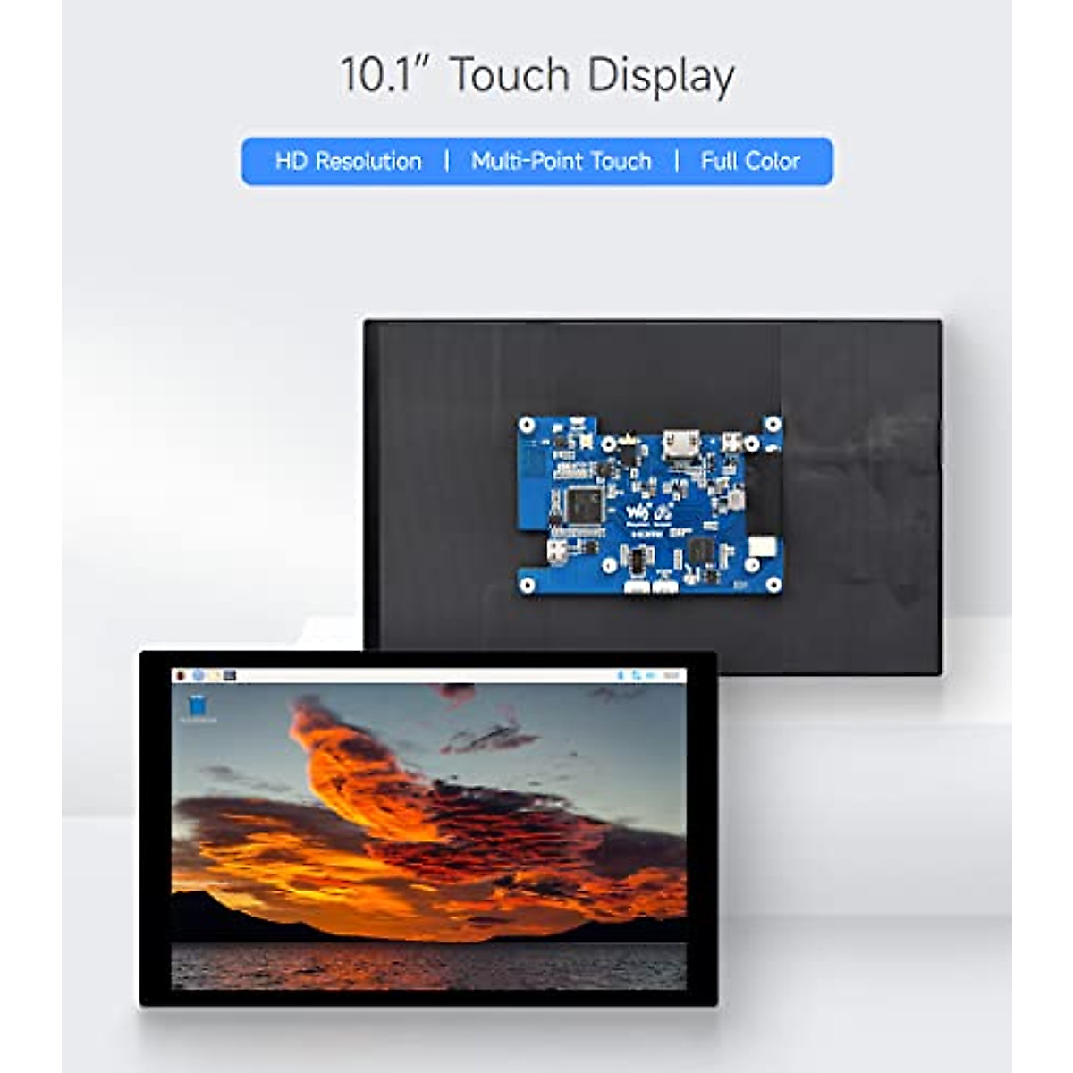 waveshare 10.1inch Capacitive Touch LCD IPS Display, 1280×800 Resolution, HDMI Interface, Compatible with Raspberry Pi 5/4B/3B/Zero/Zero W/Zero 2W/Pico/Pico W/Pico WH, Support Jetson Nano/PC
