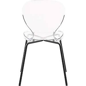 Meridian Furniture Clarion Collection Modern | Contemporary Lucite Polycarbonate Stackable Dining Chair with Sturdy Metal Legs, Set of 2, 19.5" W x 19" D x 32.5" H, Matte Black Finish