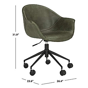 Safavieh Home Ember Green Faux Leather and Black Office Chair