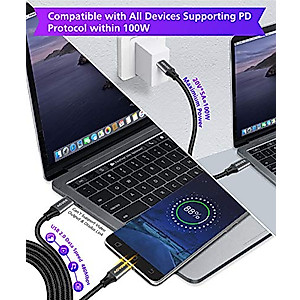 AGVEE 100W USB-C to USB-C Cable 2 Pack 6.6ft Braided Fast Type-C to C Charger, USBC 2.0 CtoC with E-Marker, PPS PD 3.0 Charging Cord for MacBook Pro 13" 15" 16", HP Envy & Spectre X360, Dark Gray