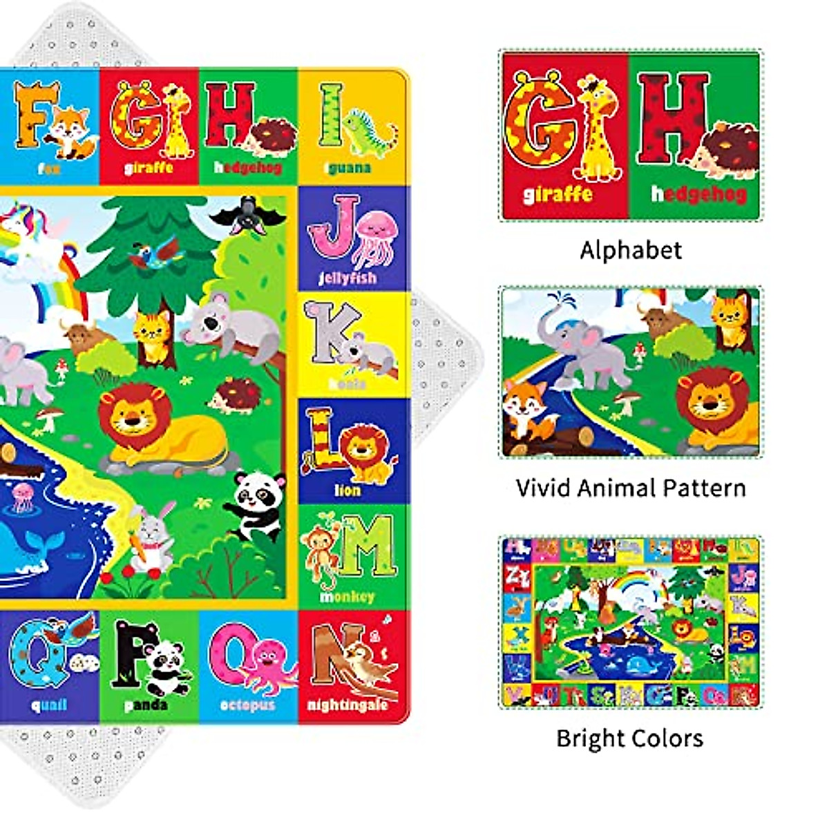 LTKOUGFAM Kids Play Rug for Baby Floor Mats for Kids Baby Play Mat ABC Educational Rug for Kids Room Non Slip Area Rug, Kids Rugs for Playroom Classroom (78.7X59 INCH)