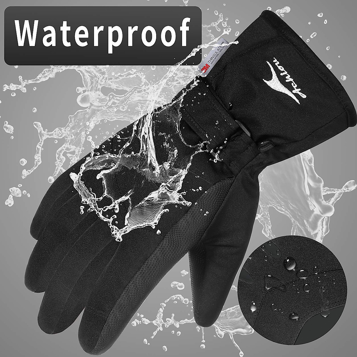 Achiou Ski Snow Gloves Winter Warm 3M Thinsulate Waterproof Touchscreen Men Women