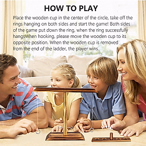 Bestdon Ring Toss Games for Adults, Fast-Paced Interactive Toss Games with Shot Ladder Bundle, Outdoor Indoor Handmade Wooden Hook and Ring Game for Bars, Home, Large