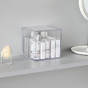 LOVPLAY Large Acrylic Storage Box Coffee Pod Holder Clear Acrylic Hinged Lid Box Organizers Accessories Anti Dust Durable Clear Acrylic Box for House and Office Use, Transparent Box