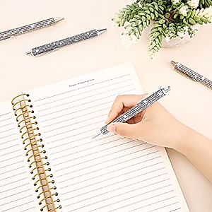 4 Pcs Rhinestone Metal Ballpoint Pens Bling Bling Pens Black Ink Pens Diamond Pen Big Crystal Ballpoint Pens 4 Pcs 1.0mm Pen Refills for Kids Students Teachers Gift (Silver, AB Silver)