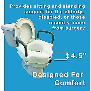Cardinal Health ProBasics Raised Toilet Seat with Lock and Arms, 350 lb Weight Capacity.