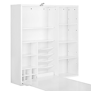 Utopia Alley Fold-Out Convertible Desk with Storage Cabinet and Shelves, White