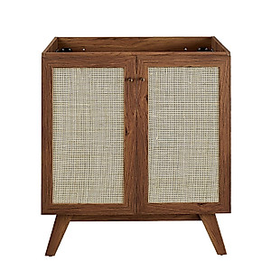 Modway Soma Rattan Weave Bathroom Vanity Cabinet (Sink Basin Not Included), 30 Inch, Walnut