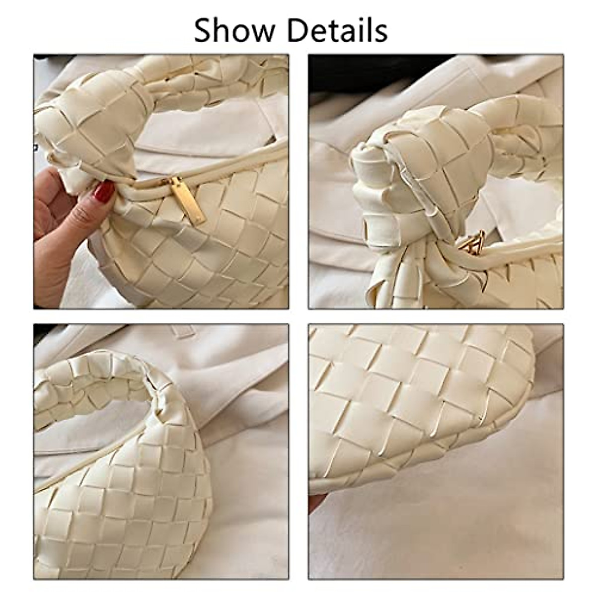 Woven Handbag Leather Shoulder Bag designer handbags for women Soft Fashion Mini Retro 2022 Handmade Hobo bag Clutch Purse (Black)