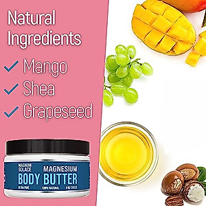 Magnesium Body Butter - Scrub and Moisturizer - Magnesium Lotion Alternative with Mango, Shea, Grapeseed & Magnesium Oil - Unscented